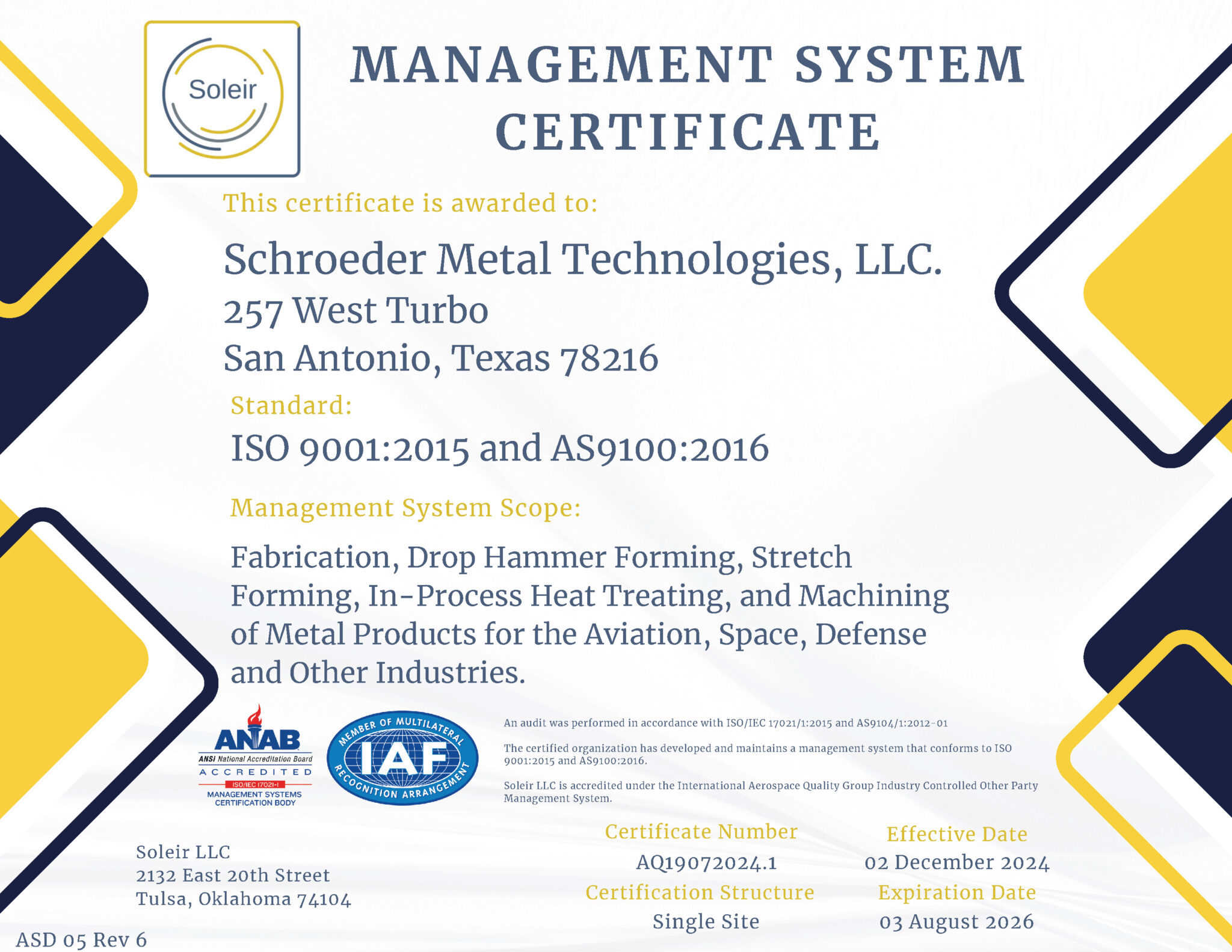 SHOP CERTIFICATIONS & APPROVALS